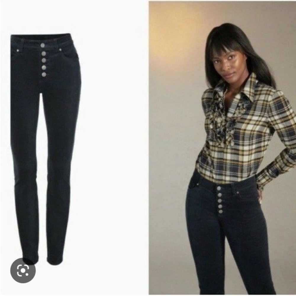 Cabi Button Fly Corduroy Skinny Pants- Dark Sapphire - Gem